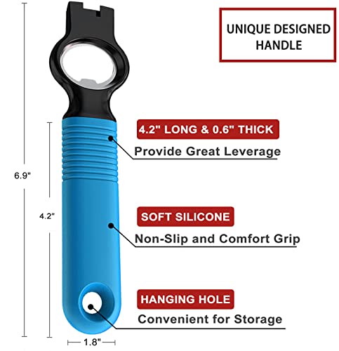 DUNLAGUE Soda Can Opener and Beer Bottle Opener Bartender with 4.2" Long Silicone Handle, Pop Top Can Tab Opener for Long Nails, Bottle Opener for Arthritic Hand and Seniors 1* Blue 1* Green