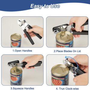 Manual Can Opener, Stainless Steel Can Opener manual Smooth Edge, Ergonomic and comfortable handle, Easy to Open for Various Shapes