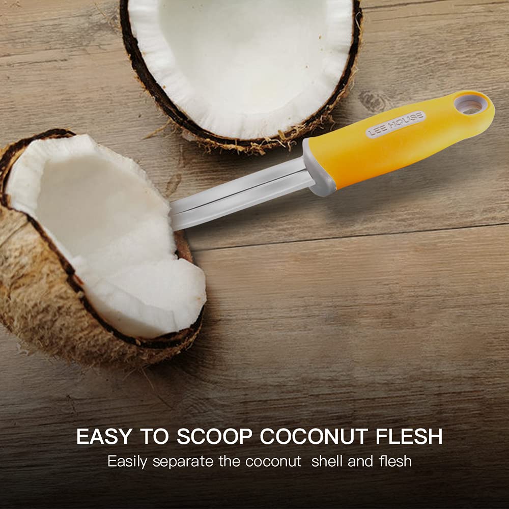 Coconut Meat Remover Knife,Coconut Tool,Coconut Meat Removal Tool Durable Silicone Handle Stainless Steel Coconut Opener Scraper for Kitchen Home