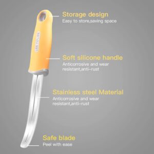 Coconut Meat Remover Knife,Coconut Tool,Coconut Meat Removal Tool Durable Silicone Handle Stainless Steel Coconut Opener Scraper for Kitchen Home