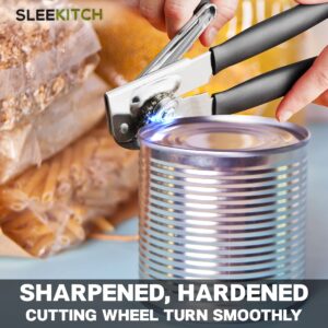 Sleekitch Commercial Can Opener Manual Heavy Duty, Hand Crank Can Opener, Large Handheld Can Opener Easy for Big Cans, Swing Grip Design, Manual Can Opener with Comfortable Easy Crank Handle, Black