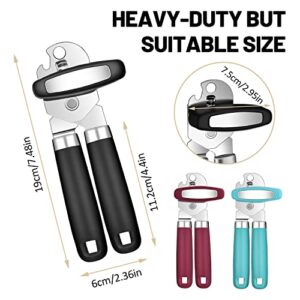 Can Opener Manual, Tymoosty Can Opener Strong Heavy Duty, Smooth Edge Cut, Oversized Knob, Soft Grip Handle, Built-in Bottle Opener, Black