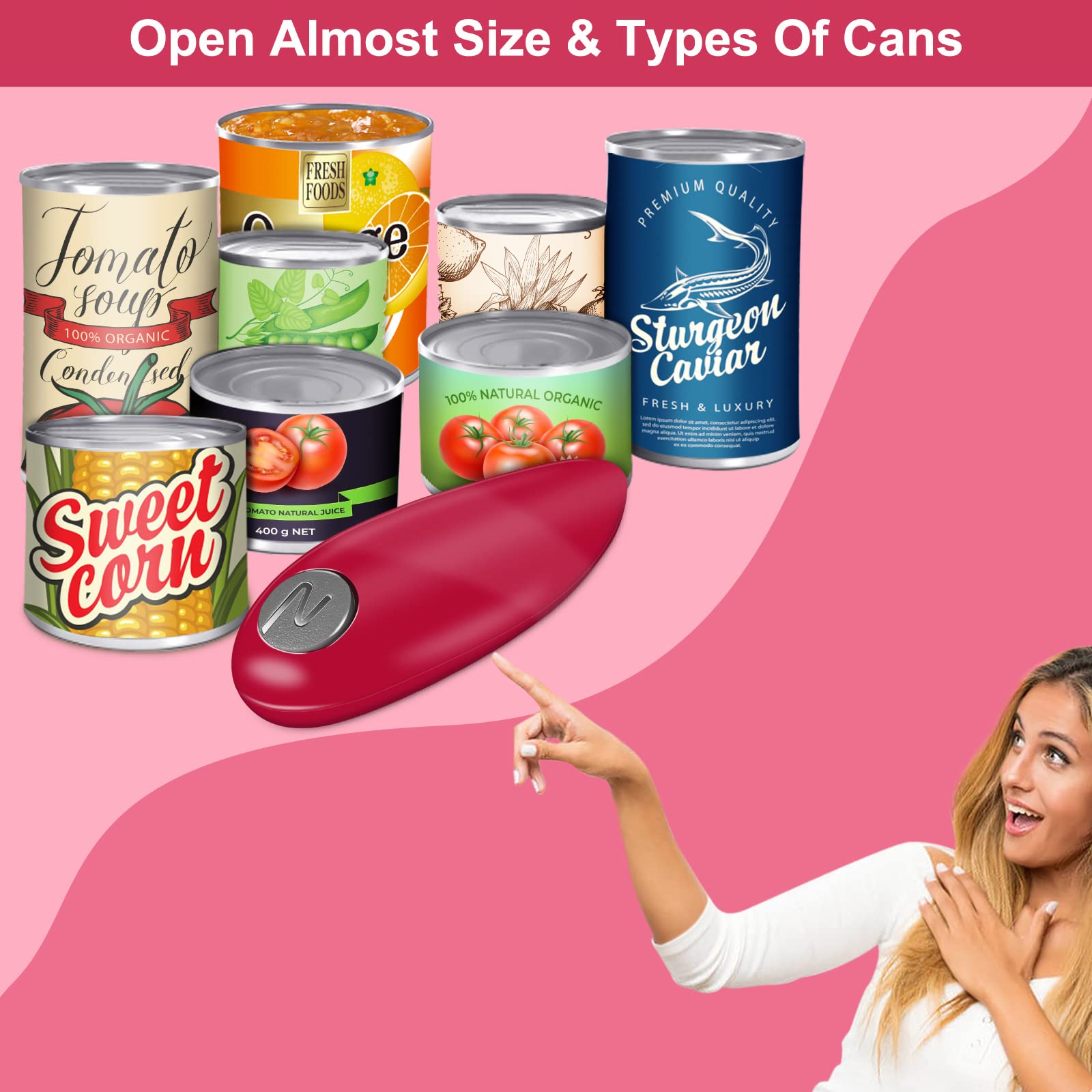 Electric Can Opener, Open Your Cans with A Simple Push of Button, Automatic Can Opener Smooth Edge, Electric Can Openers for Kitchen Arthritis and Seniors, Best Kitchen Gadget for Almost Size Can