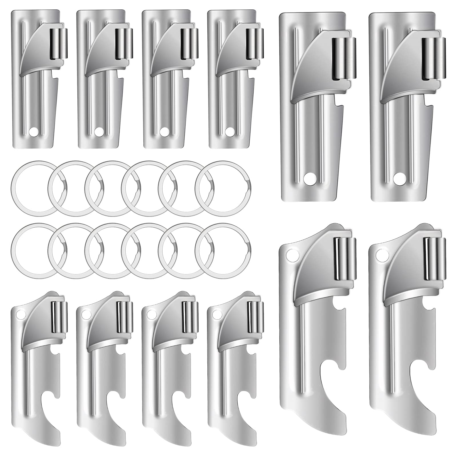 12 Pieces Military Style Can Openers with Key Rings, Anglecai P-51 and P-57 Military Can Openers Camping Can Openers Stainless Steel Army Survival Can Opener Portable Can Opener for Traveling