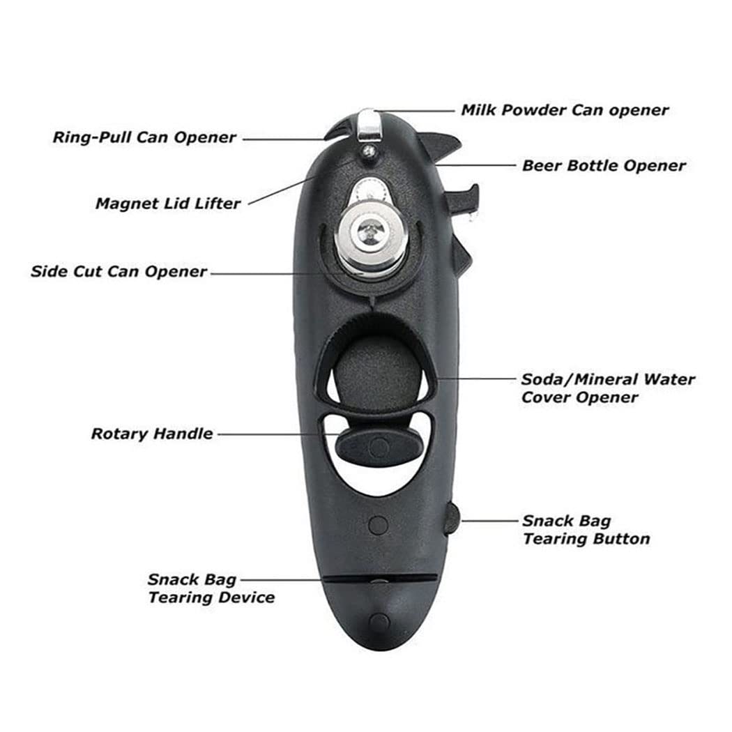 8 in 1 Can Opener Manual with Magnet, Handheld Can Opener with Long handle rotating rod, very Effort-Saving, Can easily open various cans, Suitable for outdoor camping and a gift for the elderly.