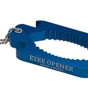 Ezee Opener - (Blue) Aluminum Keychain Multi use opener - perfect for arthritis and weak hands - opens to 2 1/2" dia.