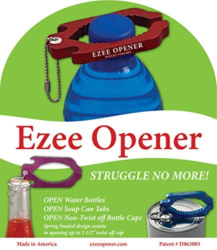 Ezee Opener - (Blue) Aluminum Keychain Multi use opener - perfect for arthritis and weak hands - opens to 2 1/2" dia.