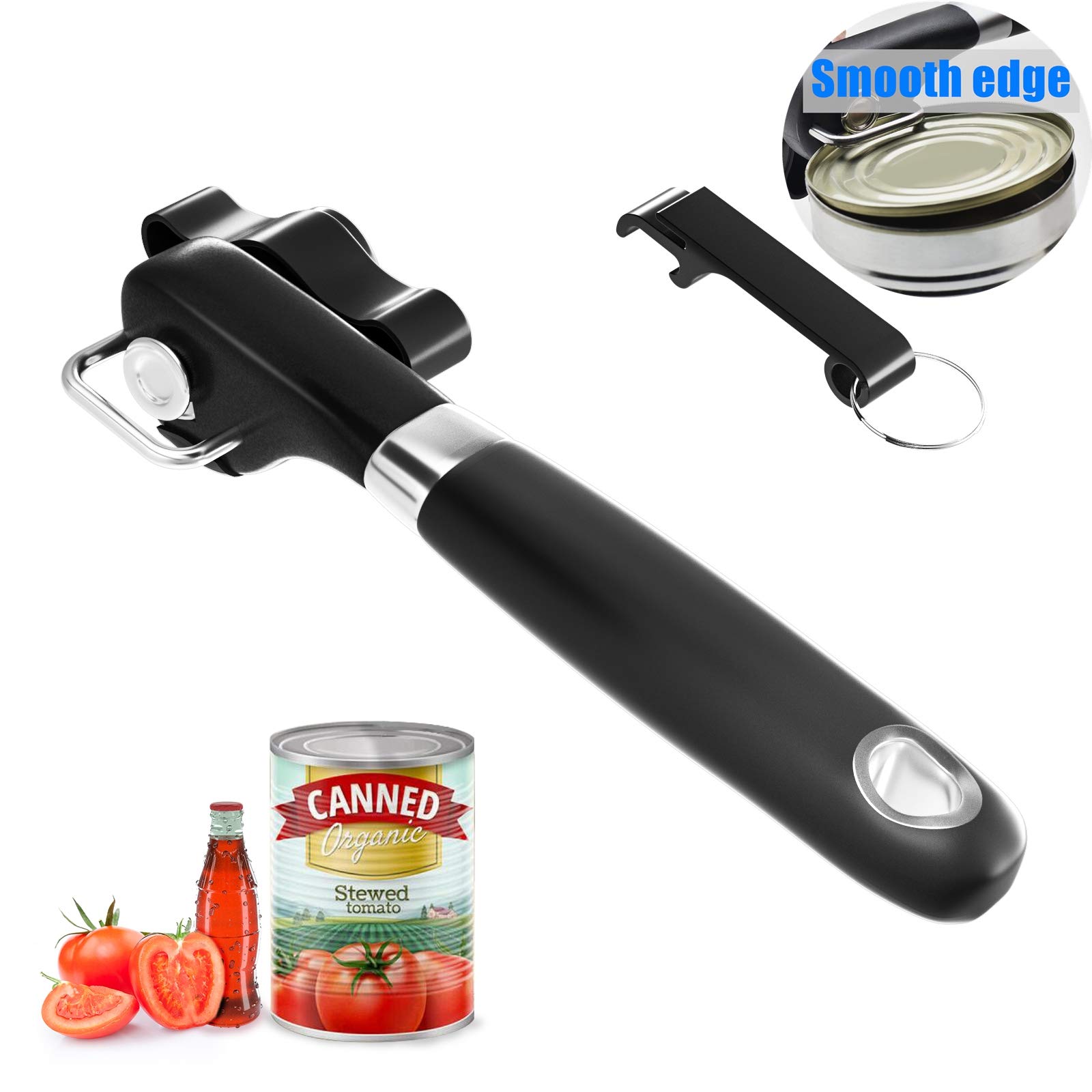 NLAAHCE Can Opener Smooth Edge - Safety Can Opener Manual, Handheld Can Opener features Ergonomics Design for Seniors with Arthritis and Weak Hands, with Bottle Opener Set