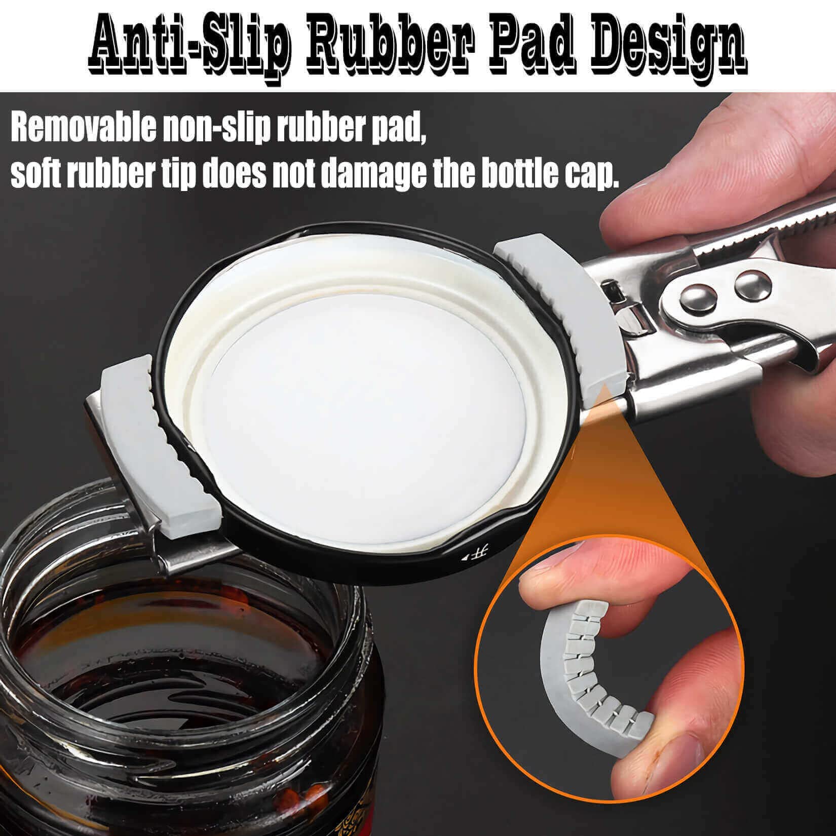 2023 New Adjustable Stainless Steel Can Opener,Upgrade the Extension of the Bottle Opener with Non-Slip Pad,Jar Opener for Weak Hands，Longer Hand Can Opener for Any-Size Lids (1 Pcs, 9in)