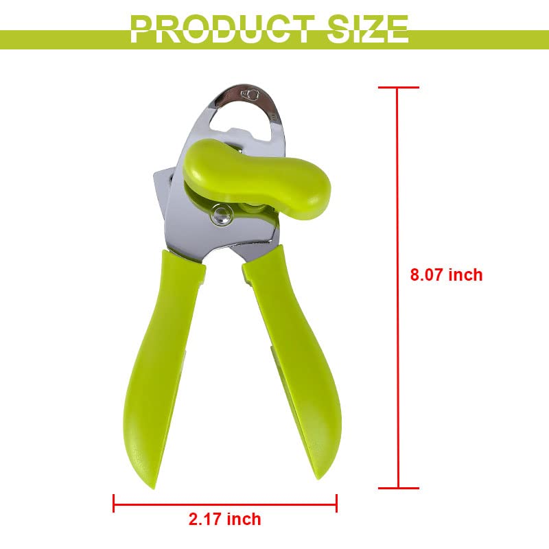 GOOCHOO Manual Can Opener 4-in-1 Stainless Steel Professional Can Opener, Food Safety, Ultra Sharp Cutting, Smooth Edge, Bottle Can Openers Perfect for Seniors with Arthritis (Green)