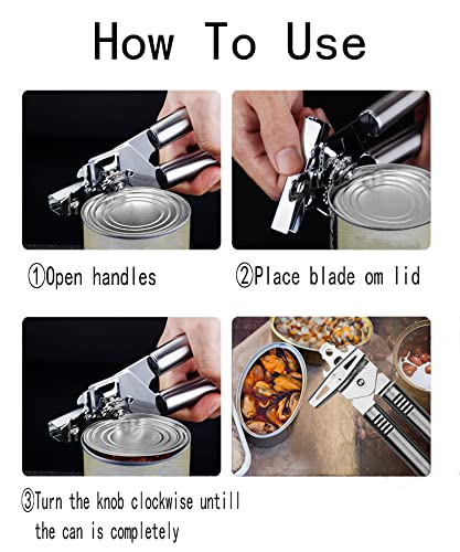 Can Opener, Stainless Steel Multifunctional Tin & Can Opener, Manual Kitchen Tool, Professional Ergonomic Heavy Duty Safety Manual Can Opener for Seniors With Arthritis At Hand