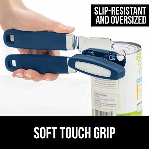 Gorilla Grip Manual Can Opener and Pizza Cutter, Can Opener Includes Built in Bottle Opener, Pizza Cutter is Rust Resistant, Both in Blue Color, 2 Item Bundle