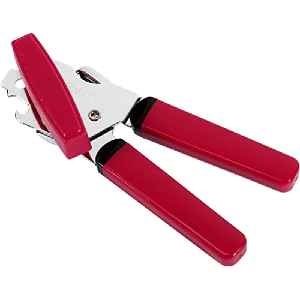 Fackelmann 6.7" Can Opener For Left Handed, Red/Silver