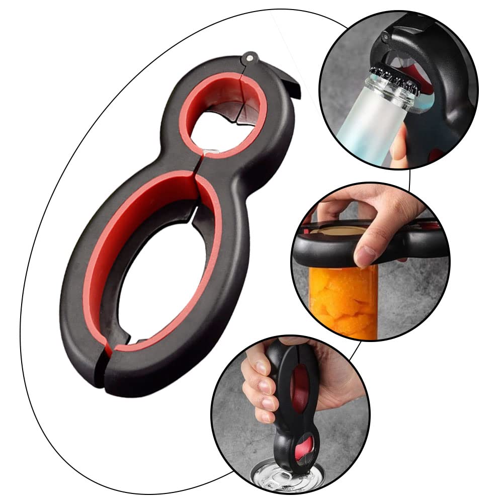 Jar Opener for Seniors with Arthritis Helping Hand Can Opener for Weak Hands Easy Opener with Silicone Bottle Opener Gripper Adjustable Multifunctional Opener 6 in 1 Jar Lid Opener Tool