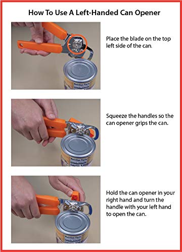 Left-Handed Manual Can Opener & Corkscrew Set, Orange Handle