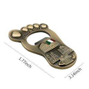 Xiongqi Footprint Bottle Openers,Metal Refrigerator Sticker Opener Italian Bigfoot Tourist Souvenirs Retro Crafts Creative Beer