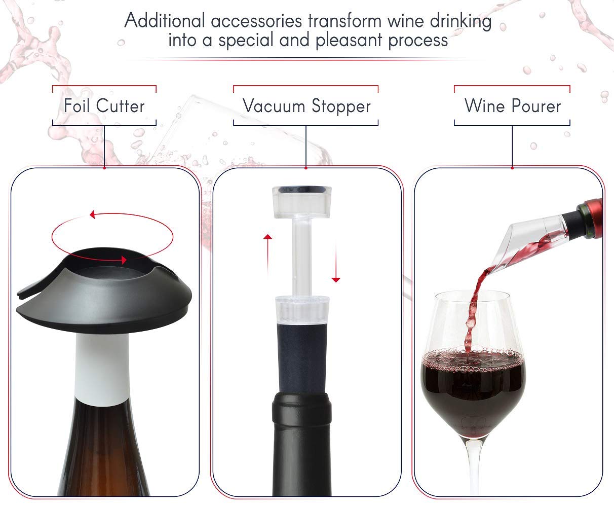 Electric Wine Rechargeable – Corkscrew Wine Foil Cutter & Electrical Wine Opener with Charger – Wine Lover Gifts – Wine Accessories Kit - by DailyNordic