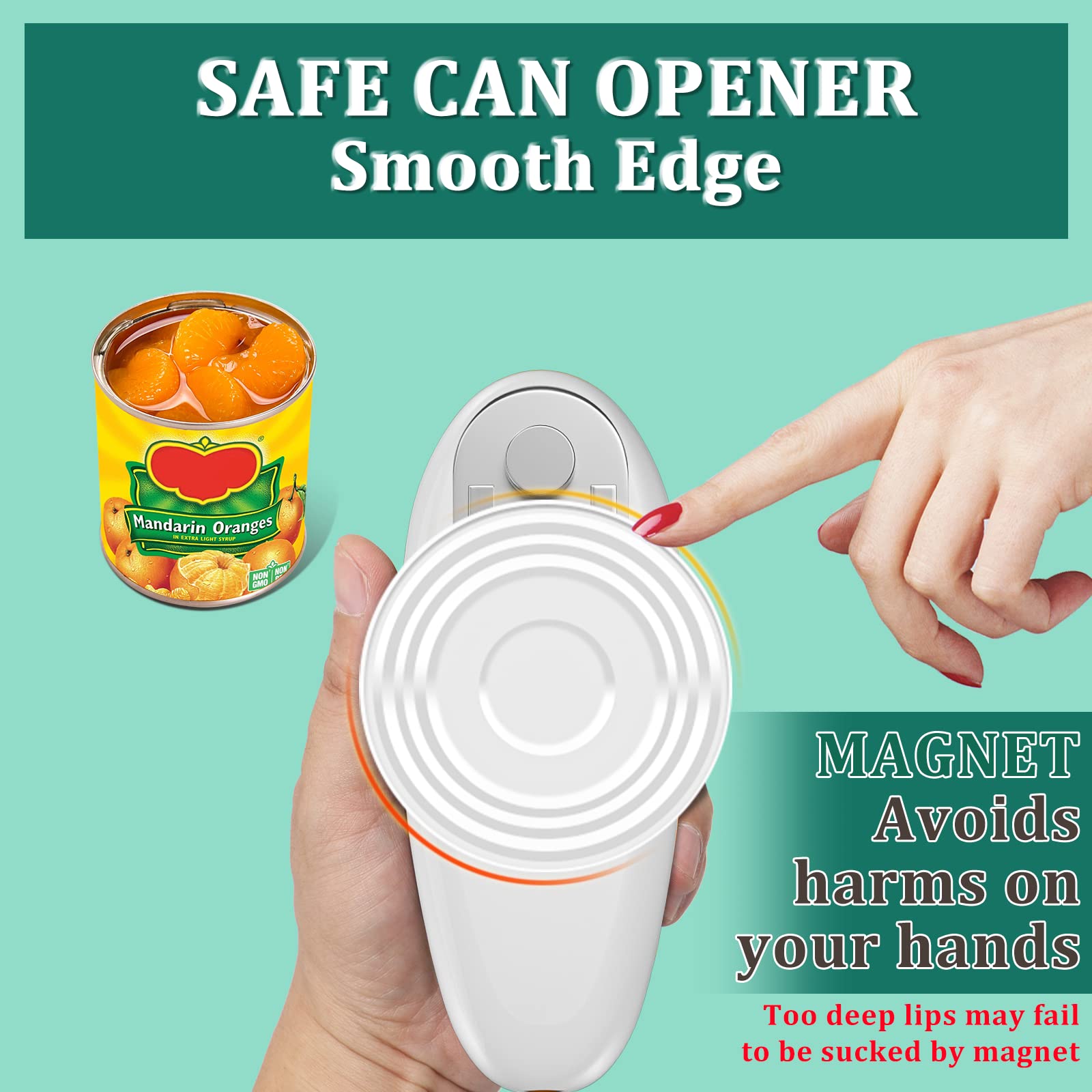 Homelet Electric Can Opener Smooth Edge Safe One Touch Labor Saving Heavy Duty Stainless Steel Automatic Can Opener For Seniors/Arthritics/Women/Kid Kitchen Camping Bottle Opener