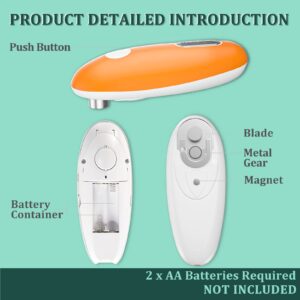 Homelet Electric Can Opener Smooth Edge Safe One Touch Labor Saving Heavy Duty Stainless Steel Automatic Can Opener For Seniors/Arthritics/Women/Kid Kitchen Camping Bottle Opener