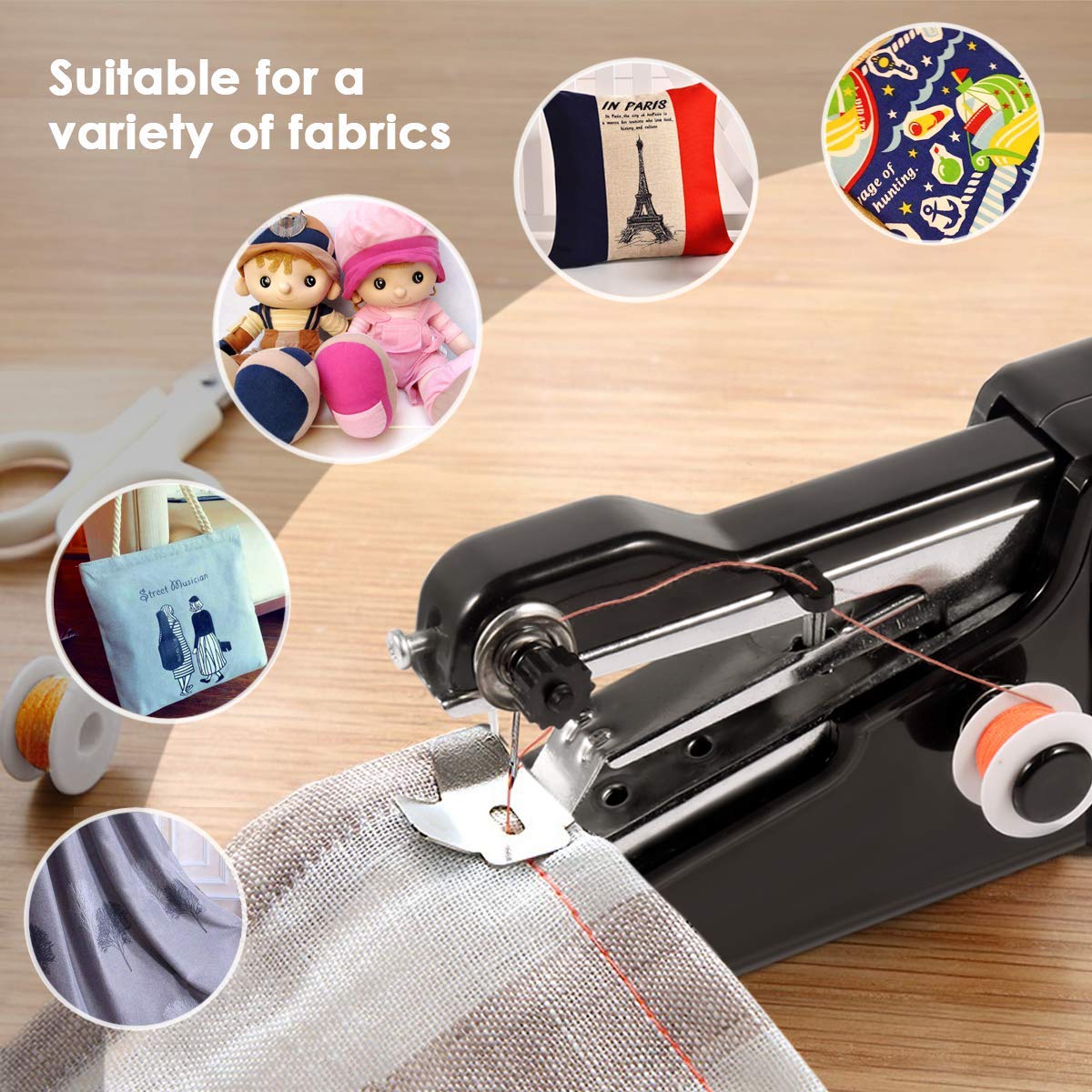 SiddenGold Handheld Sewing Machine, Mini Portable Electric Sewing Machine for Beginners, Home DIY and Travel, Quick Handy Repairing Stitch Tool for Fabric, Clothing, Kids Cloth, Black M