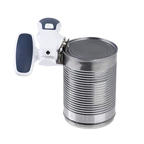 Zyliss E930043 Can Opener Lock and Lift, Plastic/Stainless Steel, White/Grey, Manual Tin Opener, Safe and Easy Lid Removal/Disposal, Lock and Unlock Safety, Dishwasher Safe