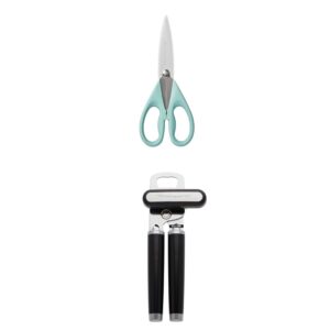 kitchenaid all purpose shears with protective sheath, 8.72-inch, aqua sky & kitchenaid classic multifunction can opener/bottle opener, 8.34-inch, black