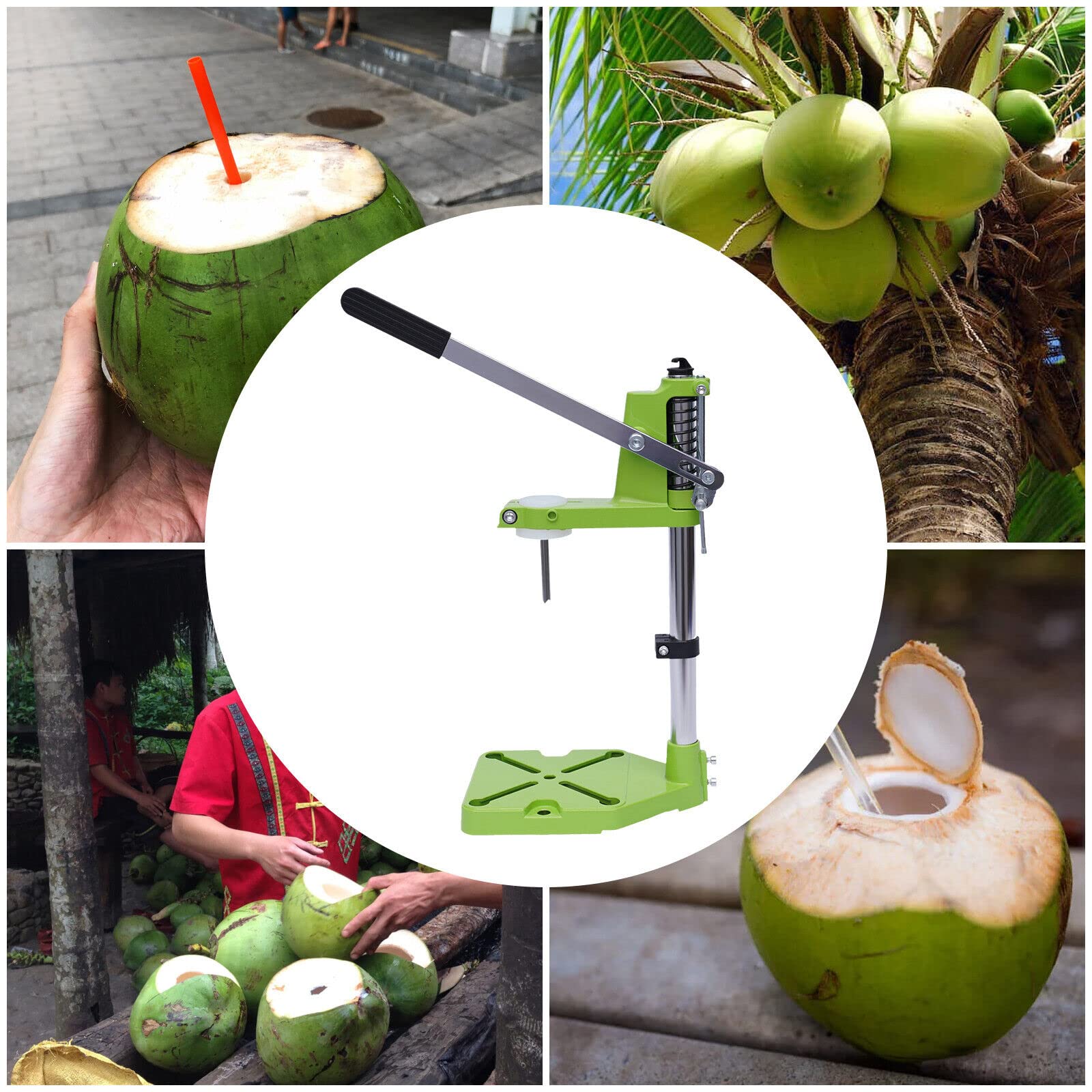 DNYSYSJ Coconut Opening Machine, Commercial Vertical Stainless Manual Coconut Opener Tool, Suitable for Fruit and Vegetable Stores, Supermarkets, Household