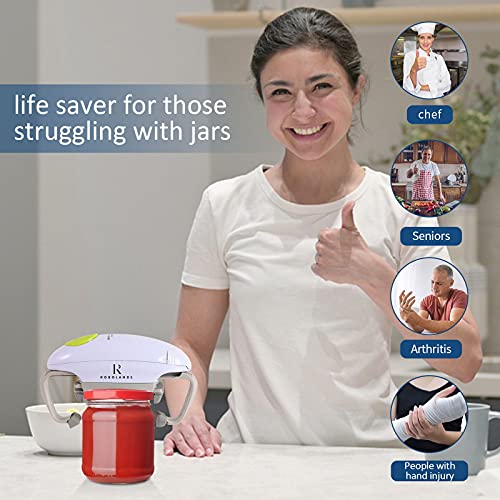 Automatic Jar Opener, Hands Free 1 Touch Electric Bottle Lid Twister for Seniors with Weak Arthritic Hands. Strong Kitchen Gadget for Elderly