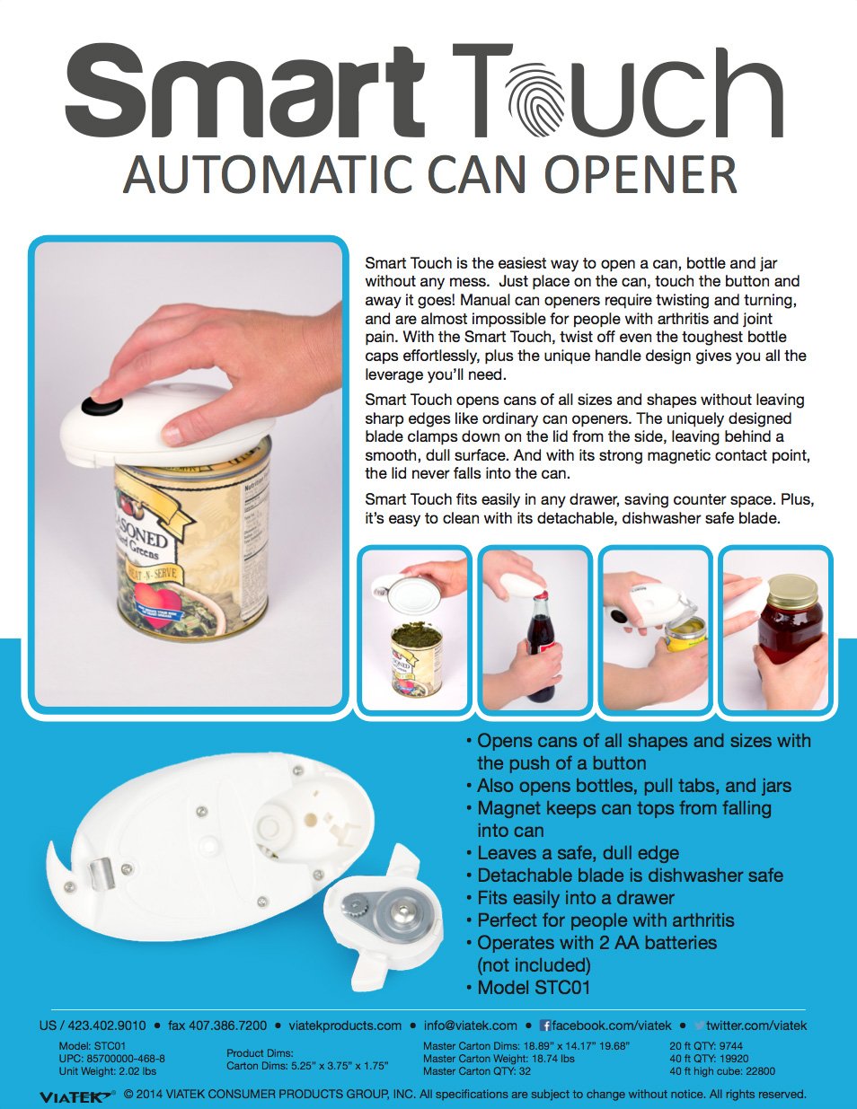 Viatek Smart Touch Can Opener - One Touch Can Opener