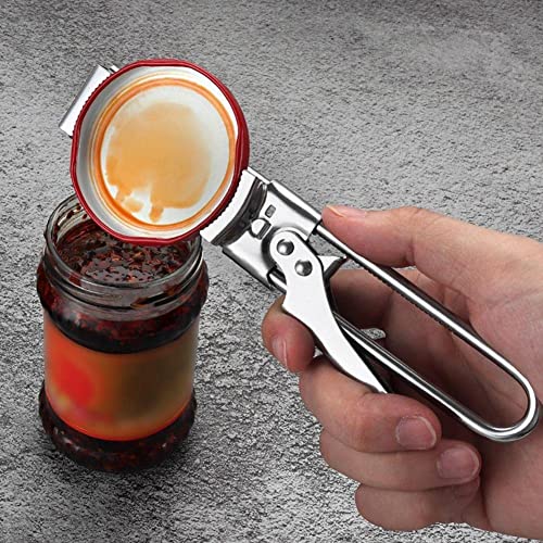 Warncode Adjustable Multifunctional Stainless Steel Can Opener, 3 Seconds Quick and Easy Manual Bottle Jar Opener Lid Remover Gripper Kitchen Tool,for Arthritic Hands,Seniors,Long Fingernails (1Pcs)