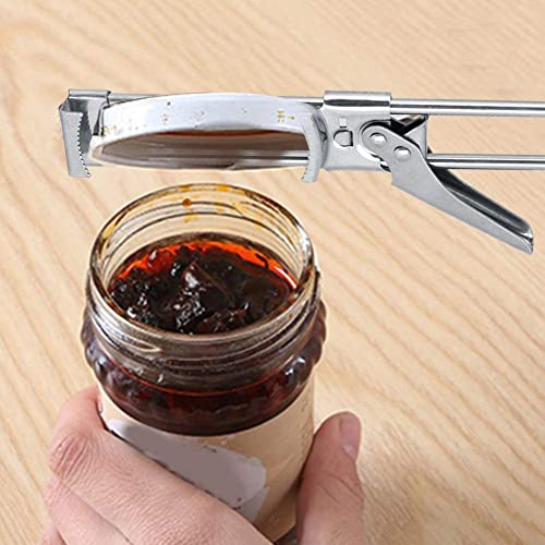 Warncode Adjustable Multifunctional Stainless Steel Can Opener, 3 Seconds Quick and Easy Manual Bottle Jar Opener Lid Remover Gripper Kitchen Tool,for Arthritic Hands,Seniors,Long Fingernails (1Pcs)