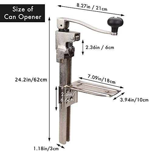 Erinaik Commercial Can Opener Heavy Duty for #10 Cans, 24.2” Manual Table Mounted Can Opener with Plated Steel Base for Large Cans up to 18” Tall, for Restaurant Hotel Bar Compatible with Edlund #1