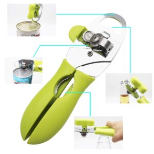 ThxMadam Manual Can Opener Smooth Edge, Kitchen Can Openers Stainless Steel Can Opener,Easy Turn Knob Handheld Can Opener with 2 Spare Blades