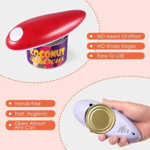 AUBNICO Electric Can Opener,Restaurant Can Opener Smooth Edge Automatic Electric Can Opener No Sharp Edge Ideal for Home,Red+White