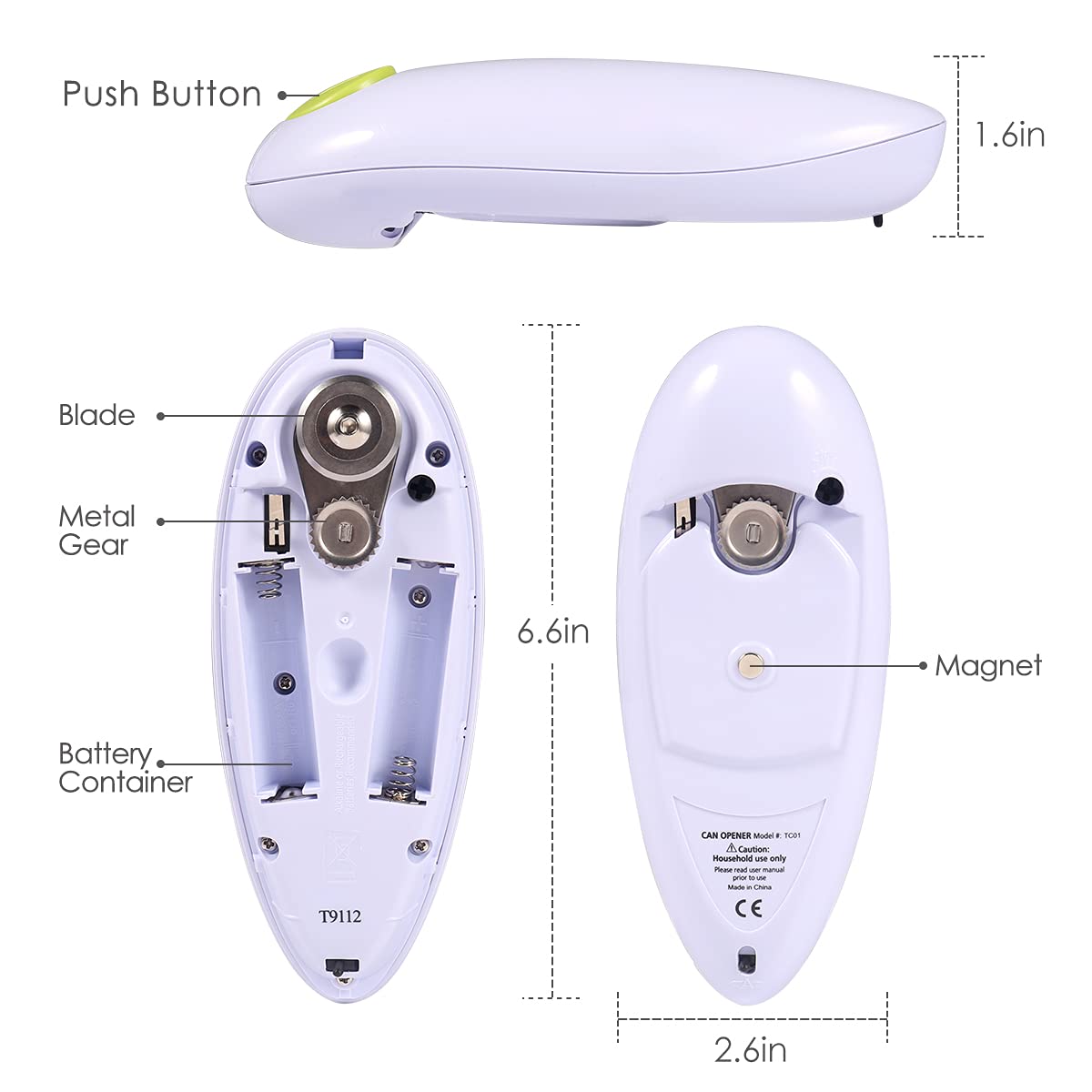 Procan Electric Can Opener, No Sharp Edge Can Opener, Full-Automatic Hands Free Can Opener for Almost Size