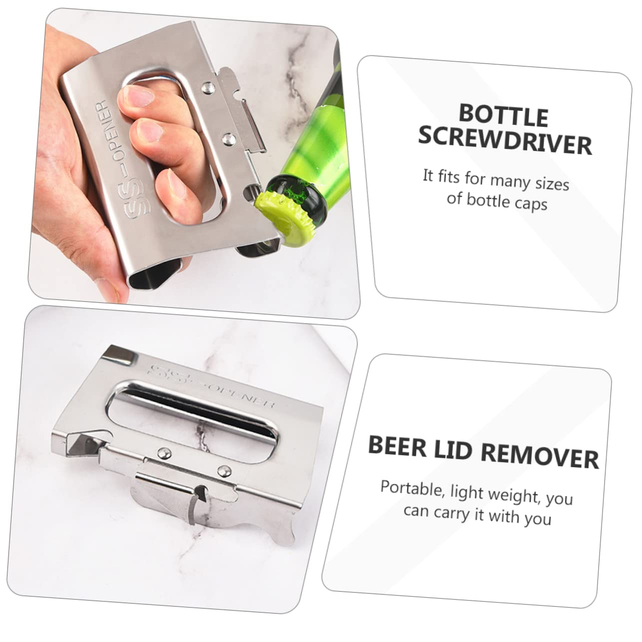 DOITOOL 1pc Stainless Steel Can Opener Safety Can Opener Bottle Screwdriver Tin Opener Bottle Remover Portable Can Opener Soda Can Opener Manual Lid Opener Soda Can Lids Heavy Slicer