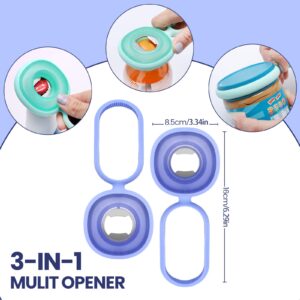 EOKKONE 3 in 1 Multifunction Can Opener / Bottle Opener with Silicone Handle,Convenient Storage-6.29 inch,Easy to Use for Kids, Elderly and Arthritis Sufferers,for Most Sodas,Beers and Cans (Purple)