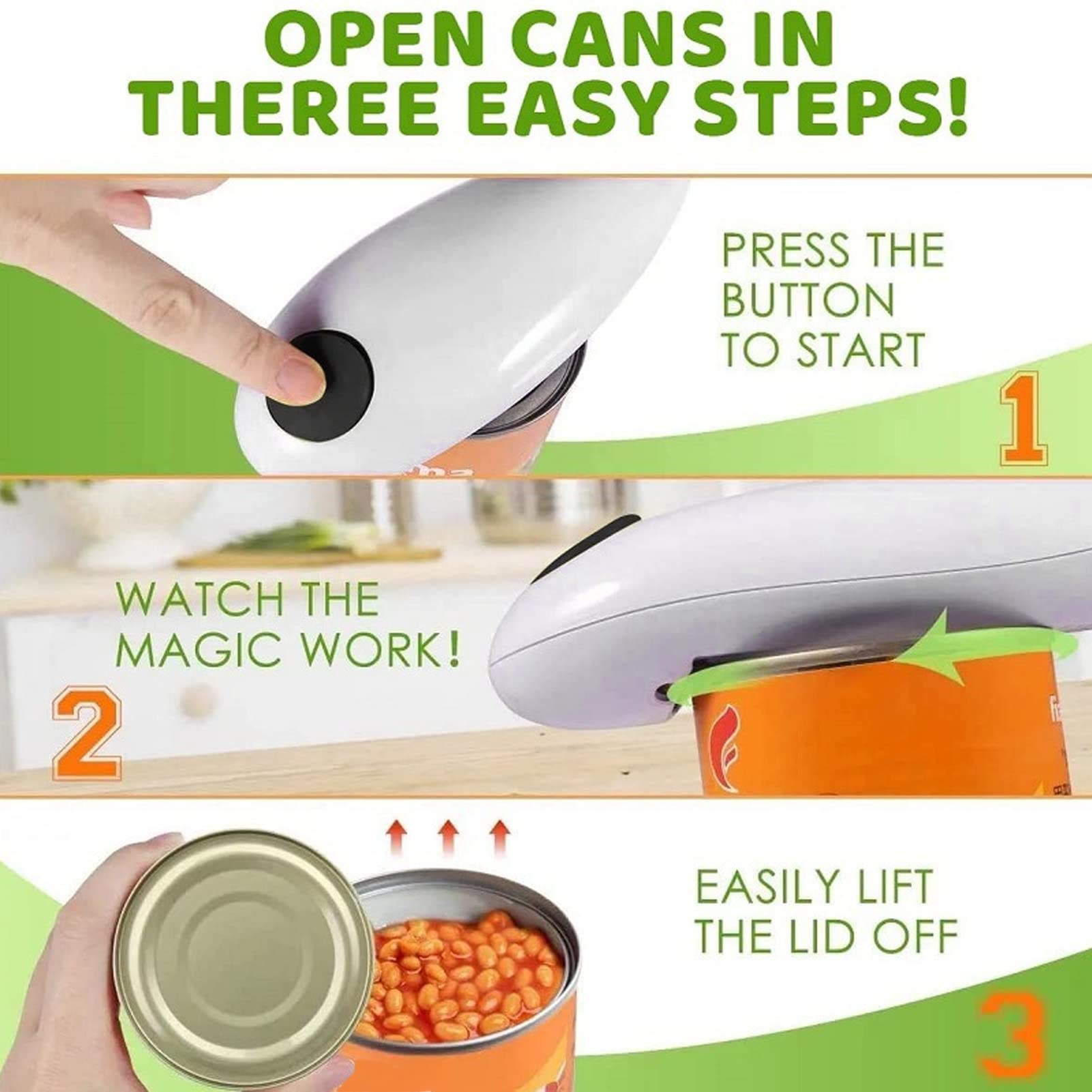 Zerodis Bottle Openers, Electric Can Opener Portable One Touch Automatic Can Opener with Manual Bottle Opener for Kitchens and Restaurants Hands Can Opener with Less Effort to