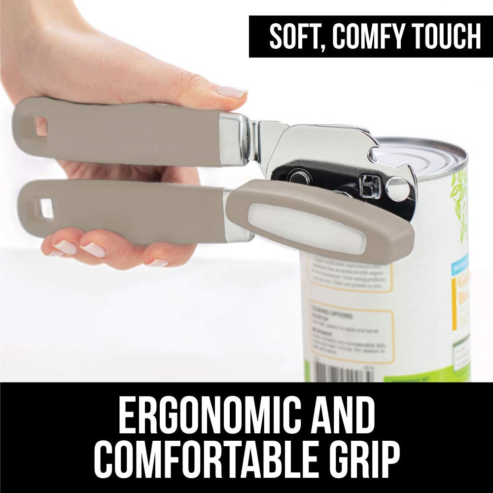 Gorilla Grip Silicone Oven Mitts and Manual Can Opener, Silicone Oven Mitts are 12.5 Inch, Can Opener Includes Built in Bottle Opener, Both in Almond Color, 2 Item Bundle