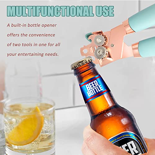 Manual can opener, food safe stainless steel, kitchen tools, Tin Lid Can Opener with Non-Slip Handle and Ergonomic Rotary Knob,beer corkscrew