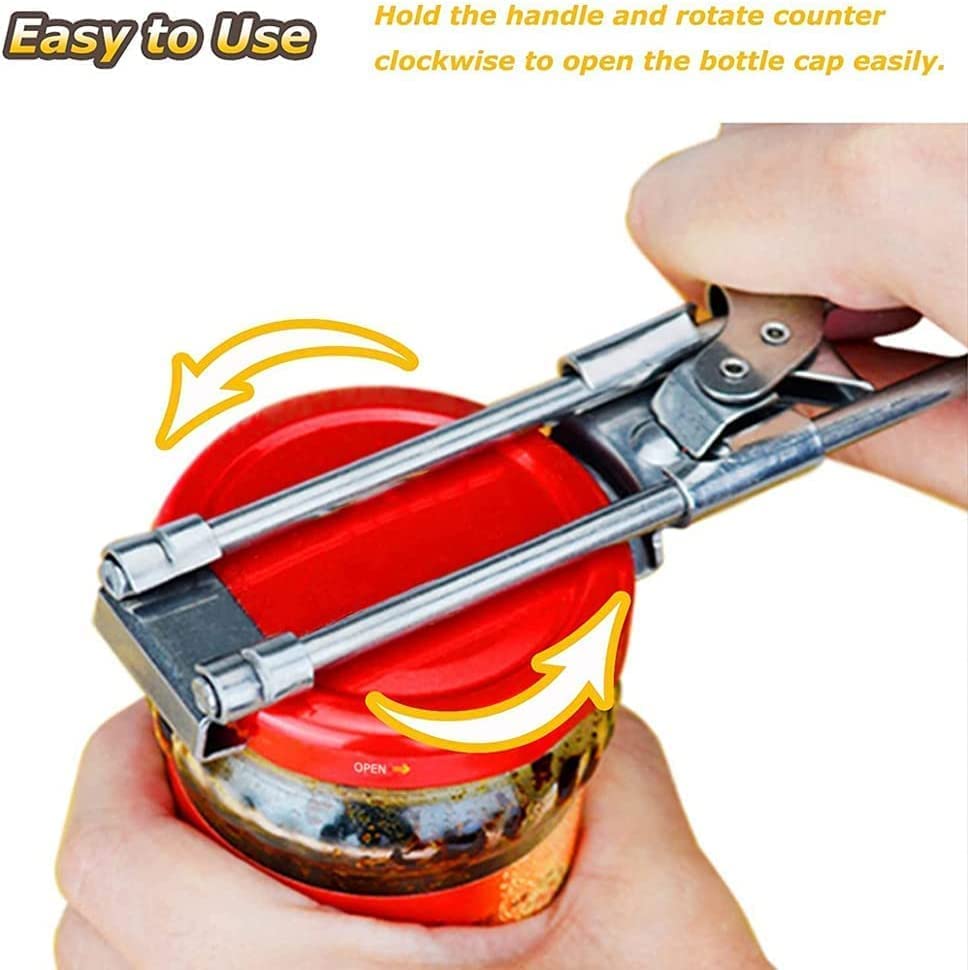 2023 NEW Adjustable Multifunctional Stainless Steel Can Opener, Jar Opener for Weak Hands, Adjustable Longer Handheld Bottle Opener for the Elderly and Children (4pcs)