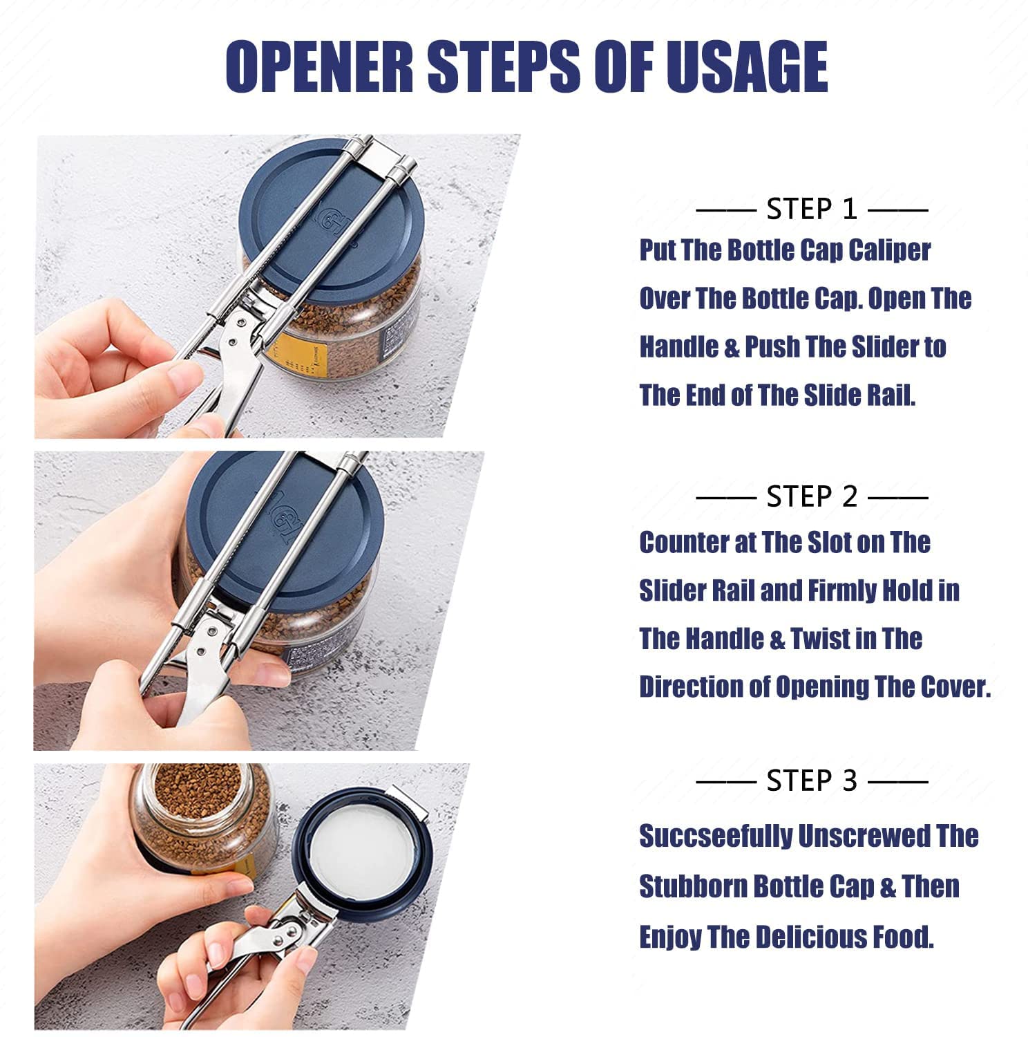 Bottle Opener, Adjustable Multifunctional Stainless Steel Can Opener, Manual Jar Bottle Opener Kitchen Accessories,Easy-open Adjustable Jar Opener (2PCS)