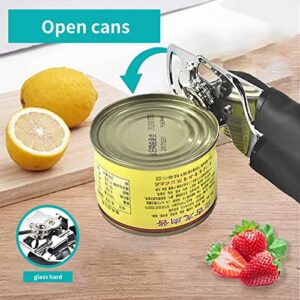 Can Opener Manual Handheld Powerful Can Opener, non-slip grip，Multifunctional stainless steel can opener,Ergonomic and easy to us（8.3 inch）