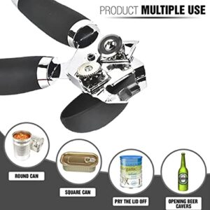 Can Opener Manual Handheld Powerful Can Opener, non-slip grip，Multifunctional stainless steel can opener,Ergonomic and easy to us（8.3 inch）