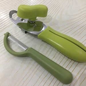 XXIN Can Opener and Swivel Vegetable Peeler, 4-in-1 Manual Stainless Steel Handheld Can Openers with 1 Potatoe Peeler, green, Green