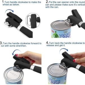 Safe Cut Can Opener US Stock, Smooth Edge Comfortable Grip Safety Can Openers, Cut Stainless Steel Ergonomic Can Opener, Manual Can Opener for Kitchen & Restaurant