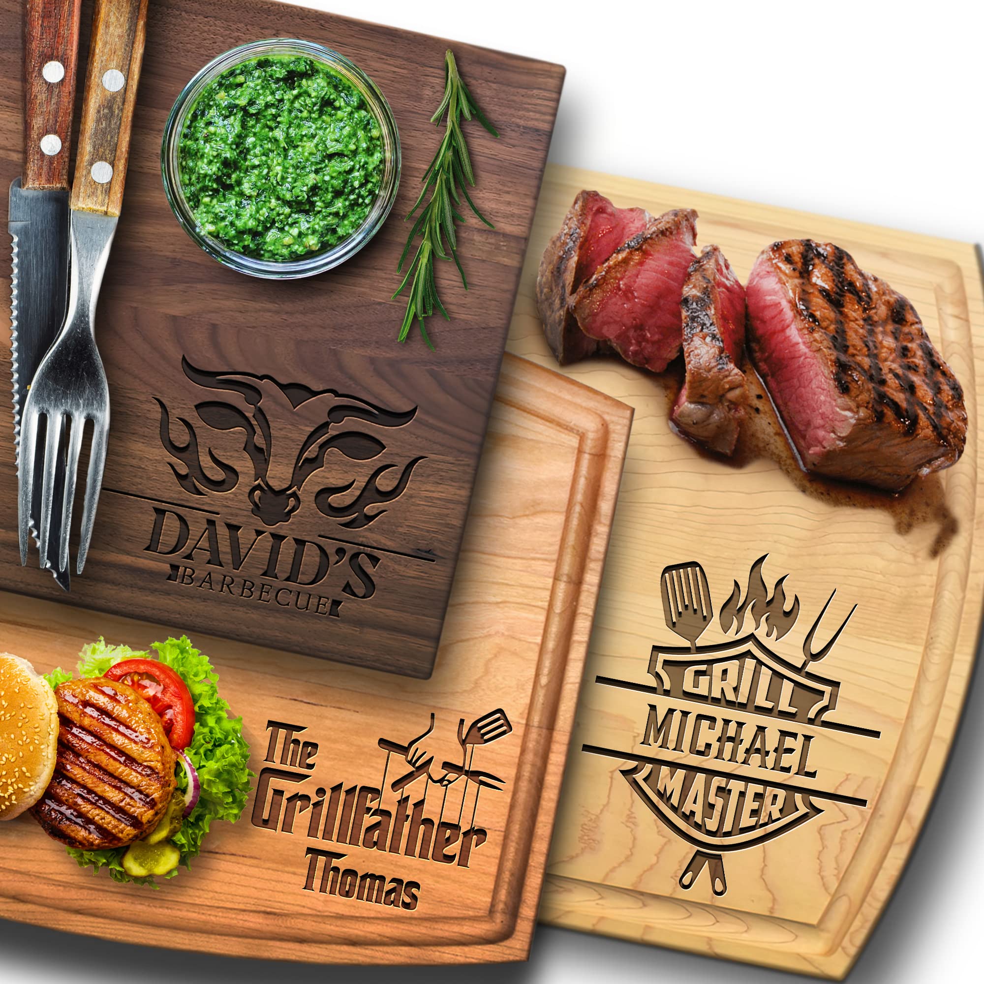 USA Made Personalized Cutting Board - Fathers Day, Birthday, Anniversary - Customized Gifts for Men, BBQ, Grill Accessories - Dad, Husband, Brother, Boyfriend, Papa - Custom Unique Mens Gifts for Him