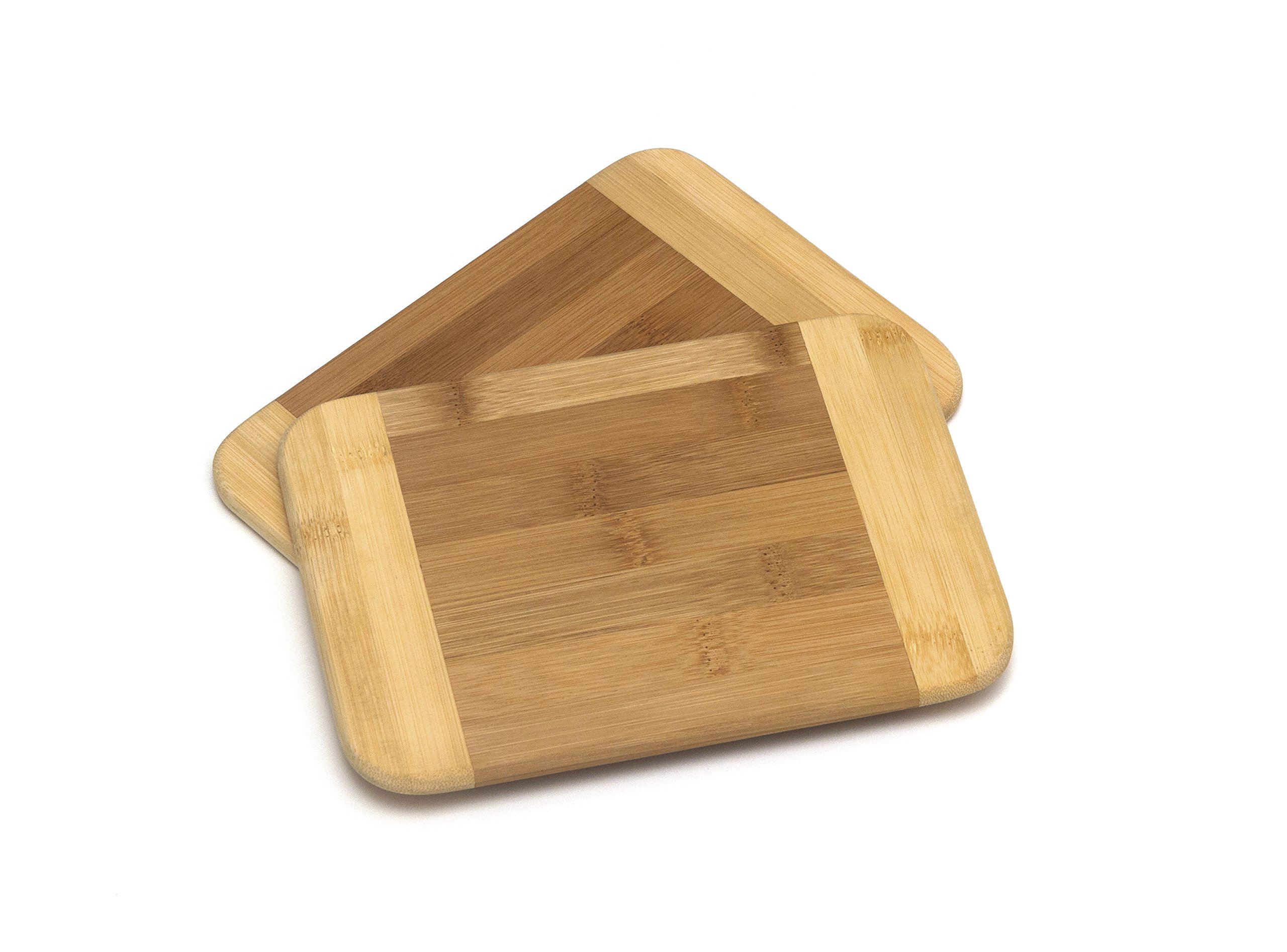 Lipper International Bamboo Wood Two-Tone Kitchen Cutting and Serving Board, Small, 8" x 6" x 5/16", Set of 2