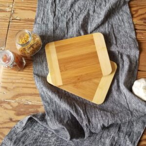 Lipper International Bamboo Wood Two-Tone Kitchen Cutting and Serving Board, Small, 8" x 6" x 5/16", Set of 2