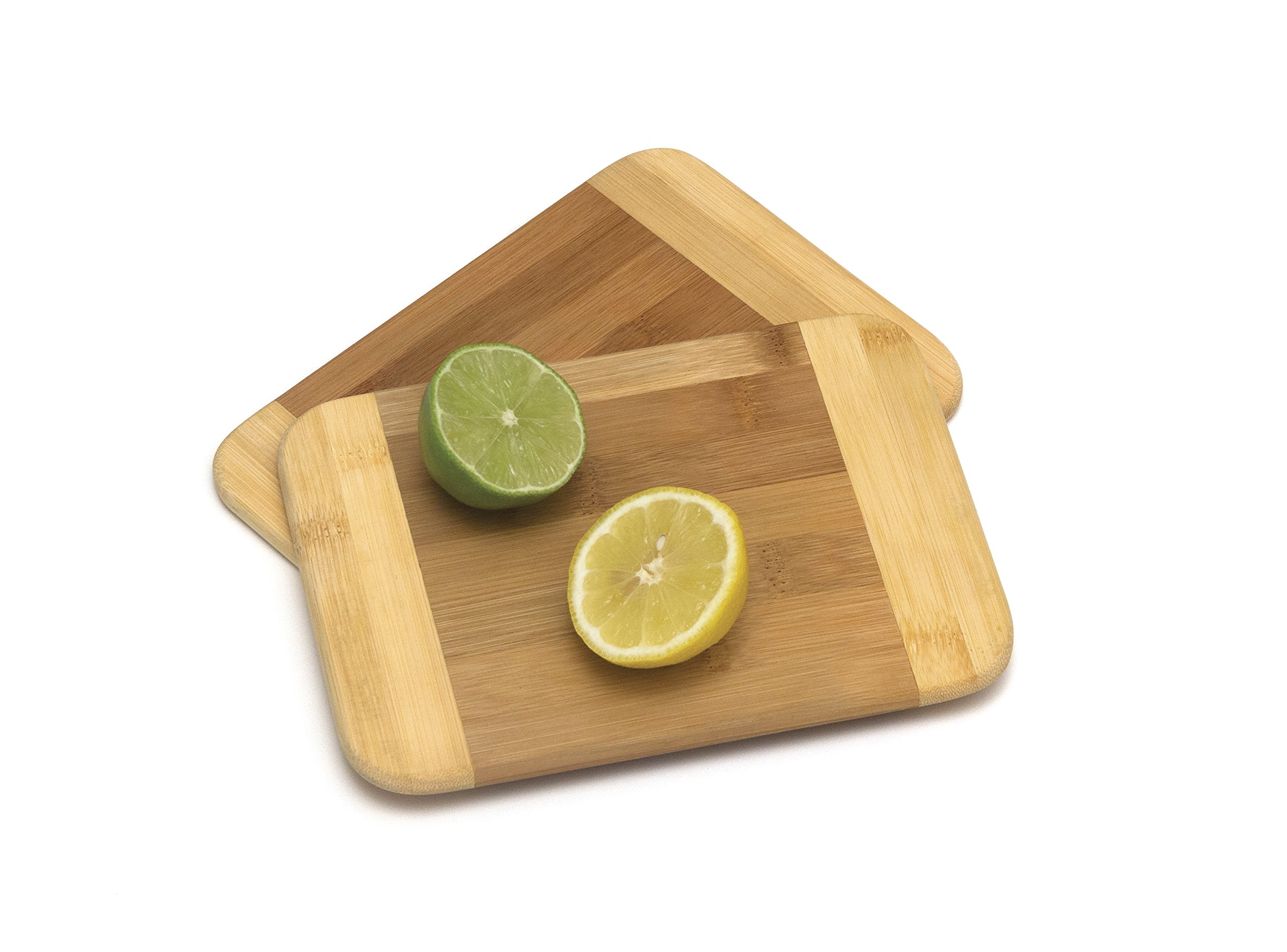 Lipper International Bamboo Wood Two-Tone Kitchen Cutting and Serving Board, Small, 8" x 6" x 5/16", Set of 2